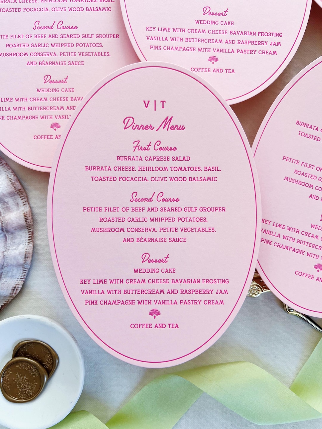 Oval Letterpress Wedding Menus, Wedding Menus, Modern Menus, Custom ...