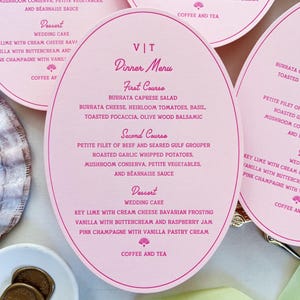 Oval Letterpress Wedding Menus, Wedding Menus, Modern Menus, Custom ...