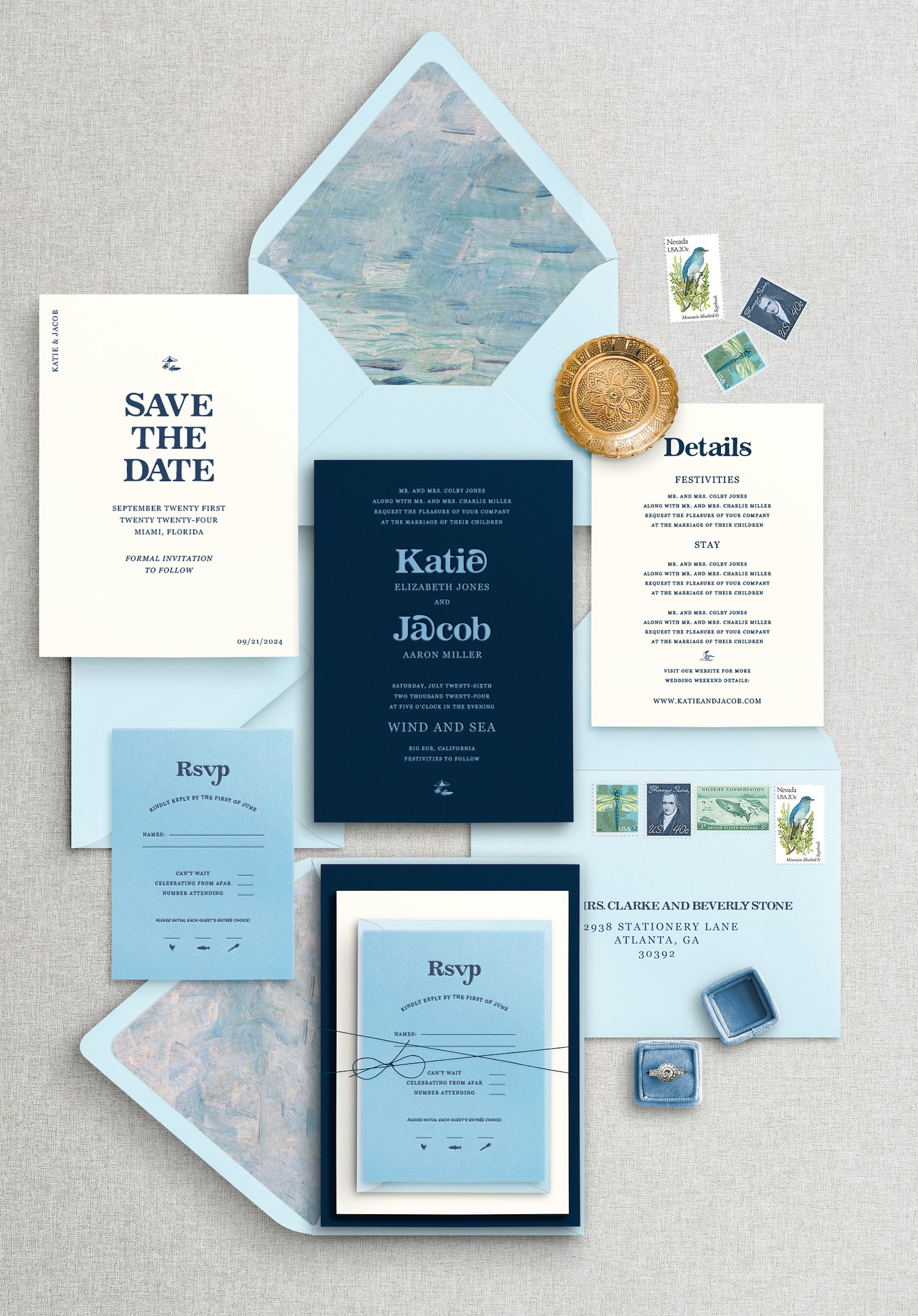 West Coast Letterpress Invitation Suite Letterpress Wedding Invitations ...