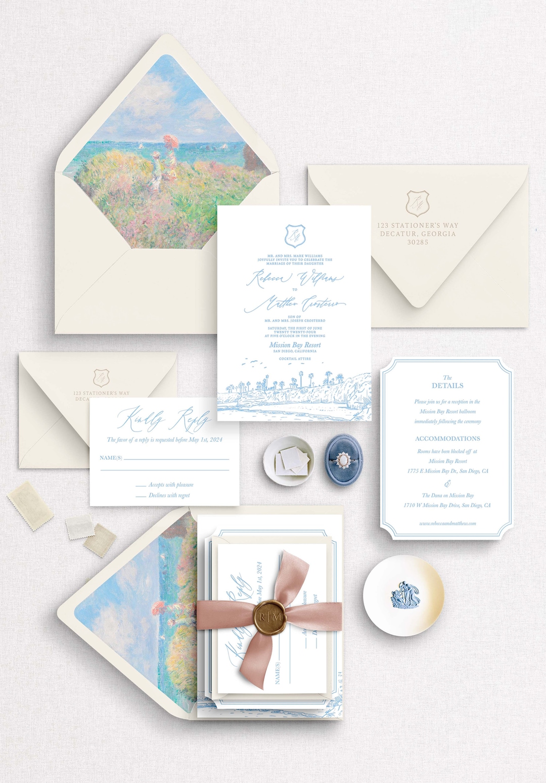 The Seaside Letterpress Invitation - Letterpress Wedding Invitations ...