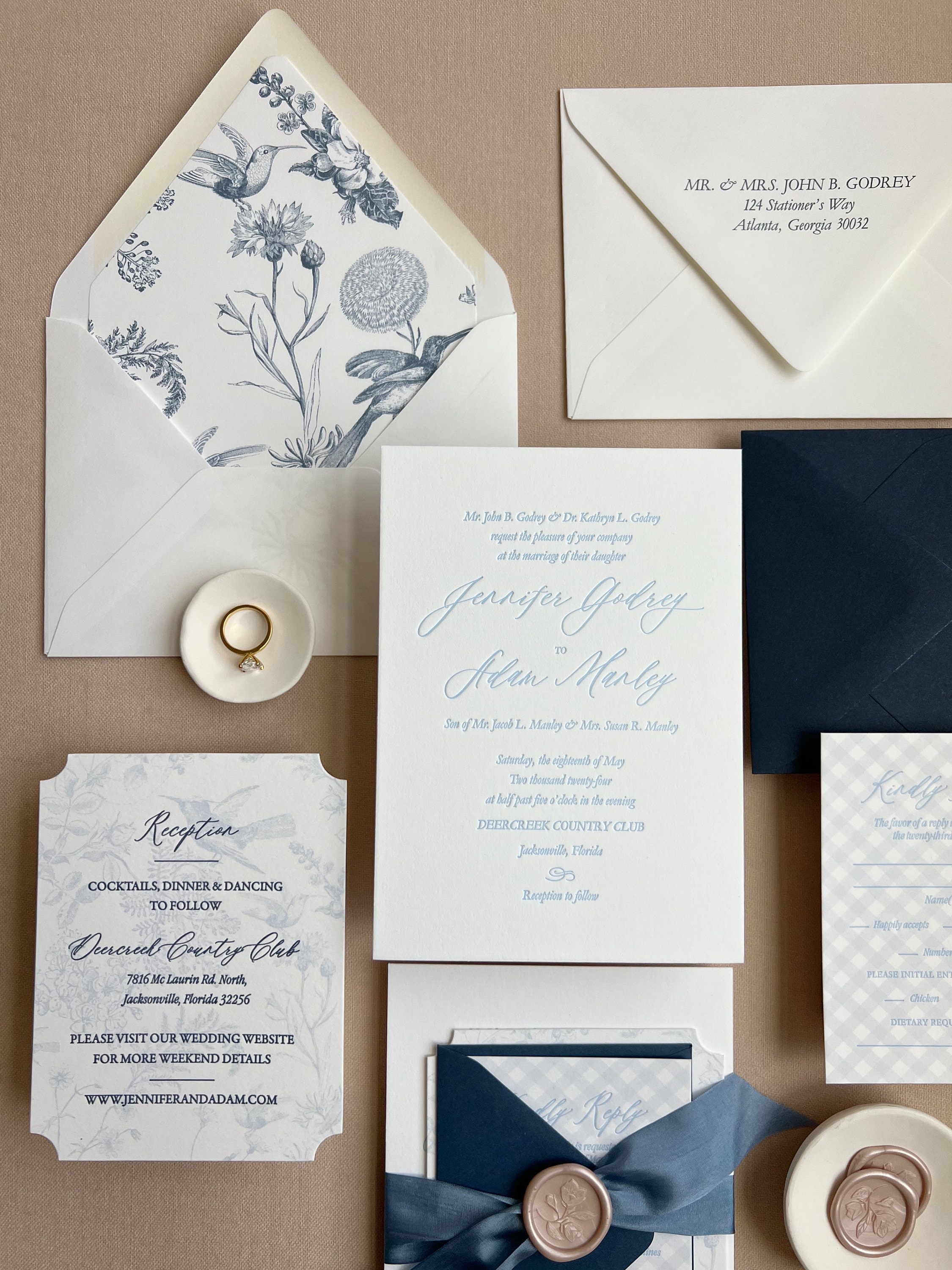The Gingham Letterpress Invitation Letterpress Wedding Invitations ...