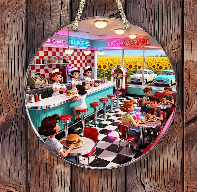 Retro 1950s Diner Door Hanger Sign, Vintage American Cafe Wall Art ...