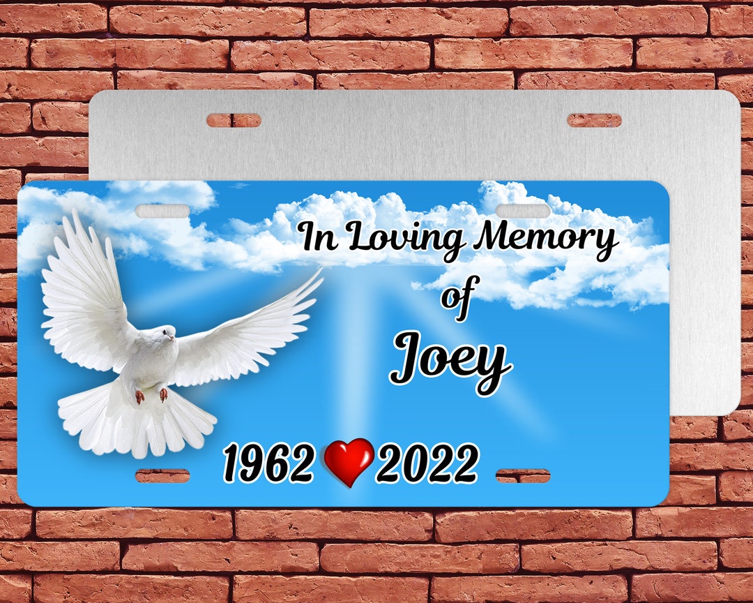 Custom Memorial License Plate, Personalized in Loving Memory Car Tag ...
