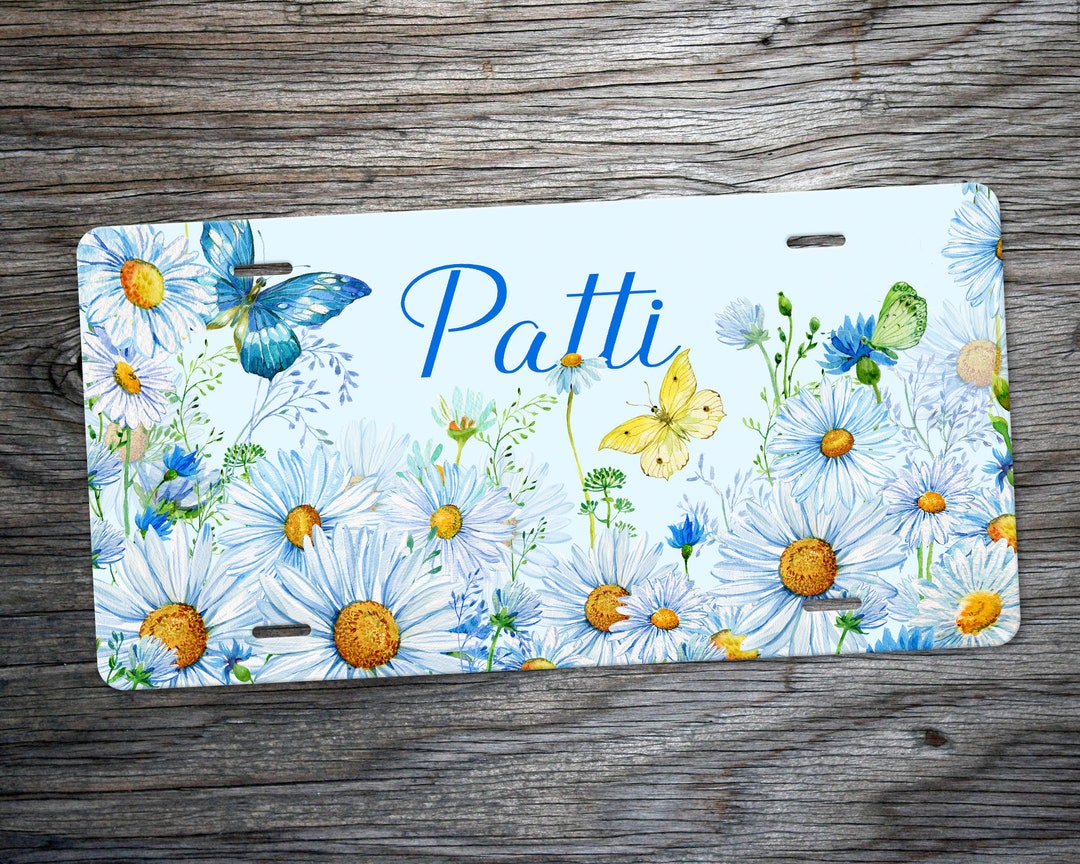 Butterfly Floral Personalized License Plate, Custom Name License Plate ...