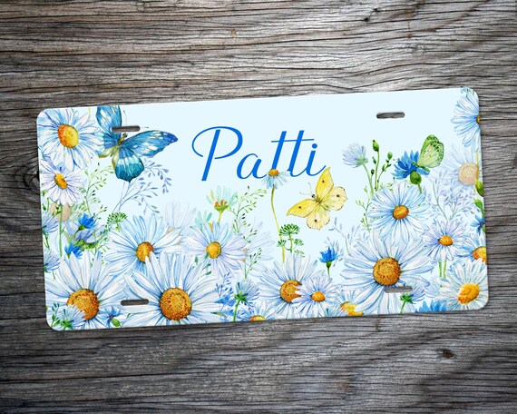Butterfly Floral Personalized License Plate Custom Name - Etsy