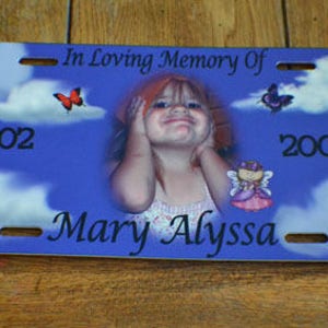 Personalized Memorial License Plate, in Memory Photo License Plate ...