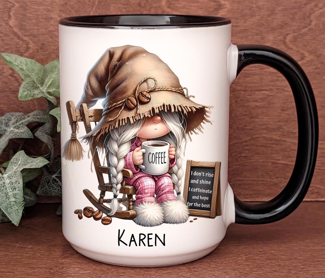Personalized Coffee Lover Gnome Mug Custom Name Ceramic Cup Unique Gift ...