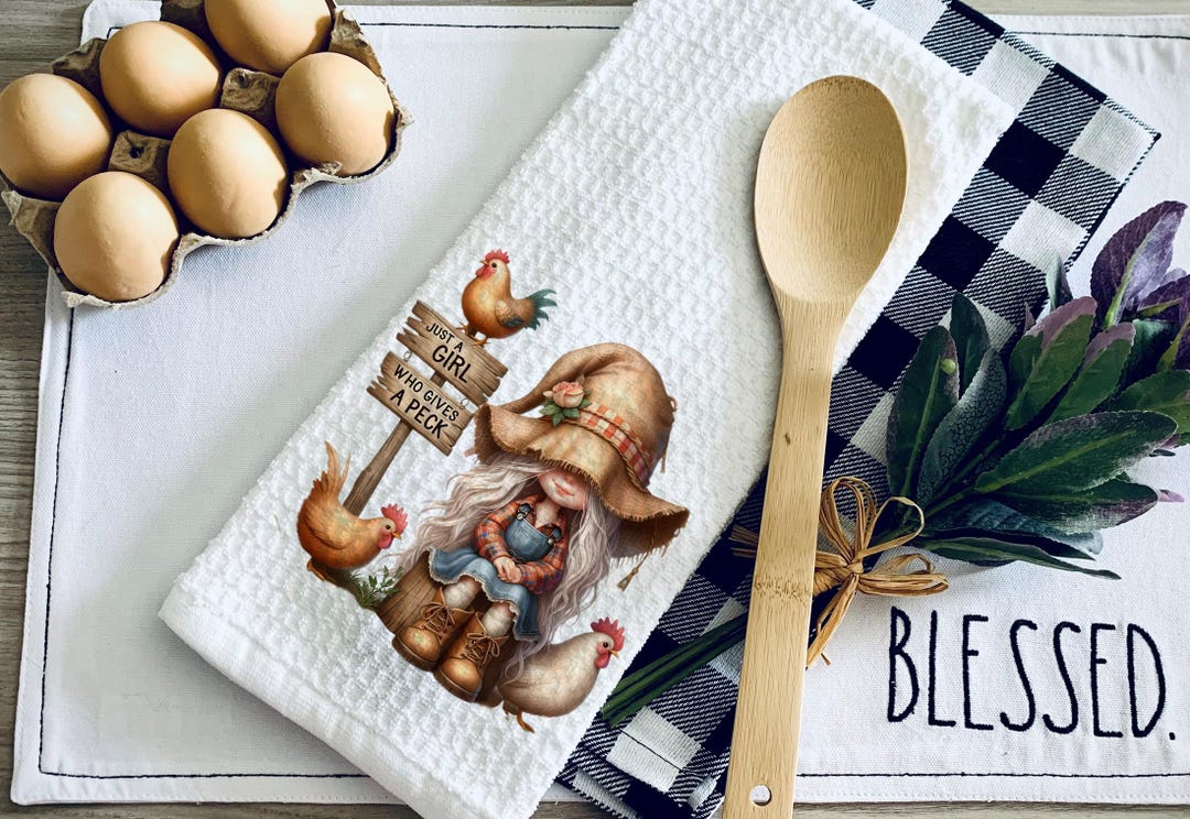 Farmhouse Chicken Kitchen Towel, Rustic Country Chicken Dishcloth ...
