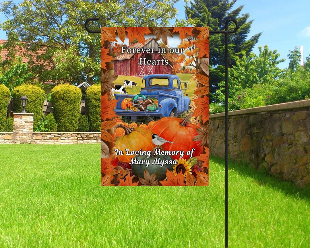In Loving Memory Personalized Fall Flag, Remembrance Fall Photo Flag ...