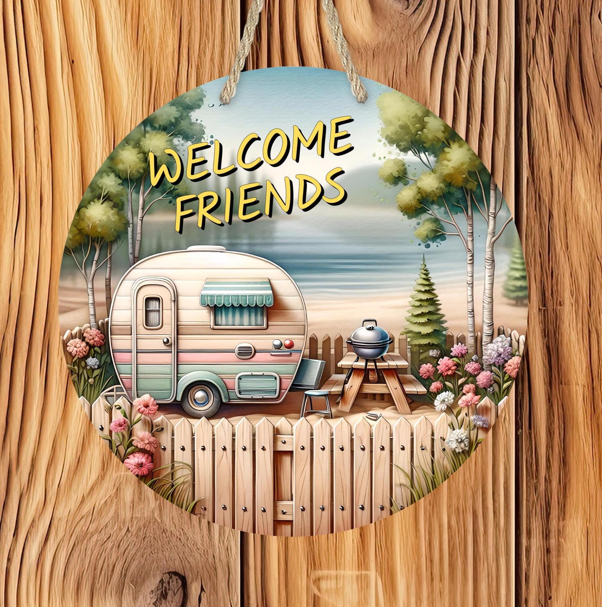 Personalized Lakeside Camping Sign, Custom Family Name, Vintage Camper ...