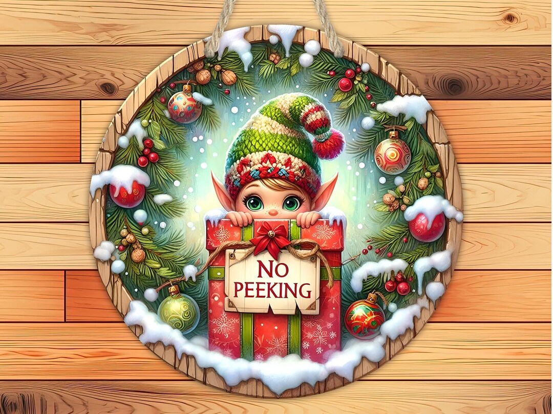 Personalized Christmas Elf Door Sign, Custom Holiday Decoration ...