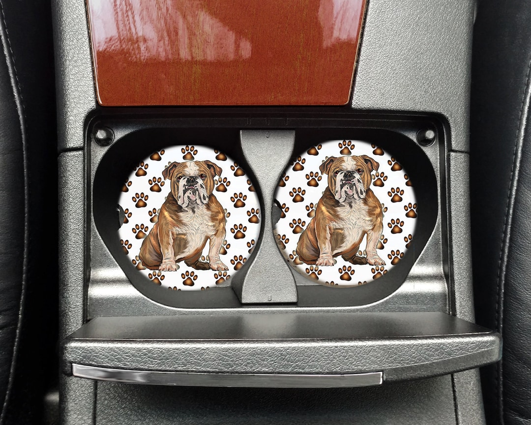 English Bulldog Car Coasters, Dog Car Coaster, Sandstone Coaster, Dog ...
