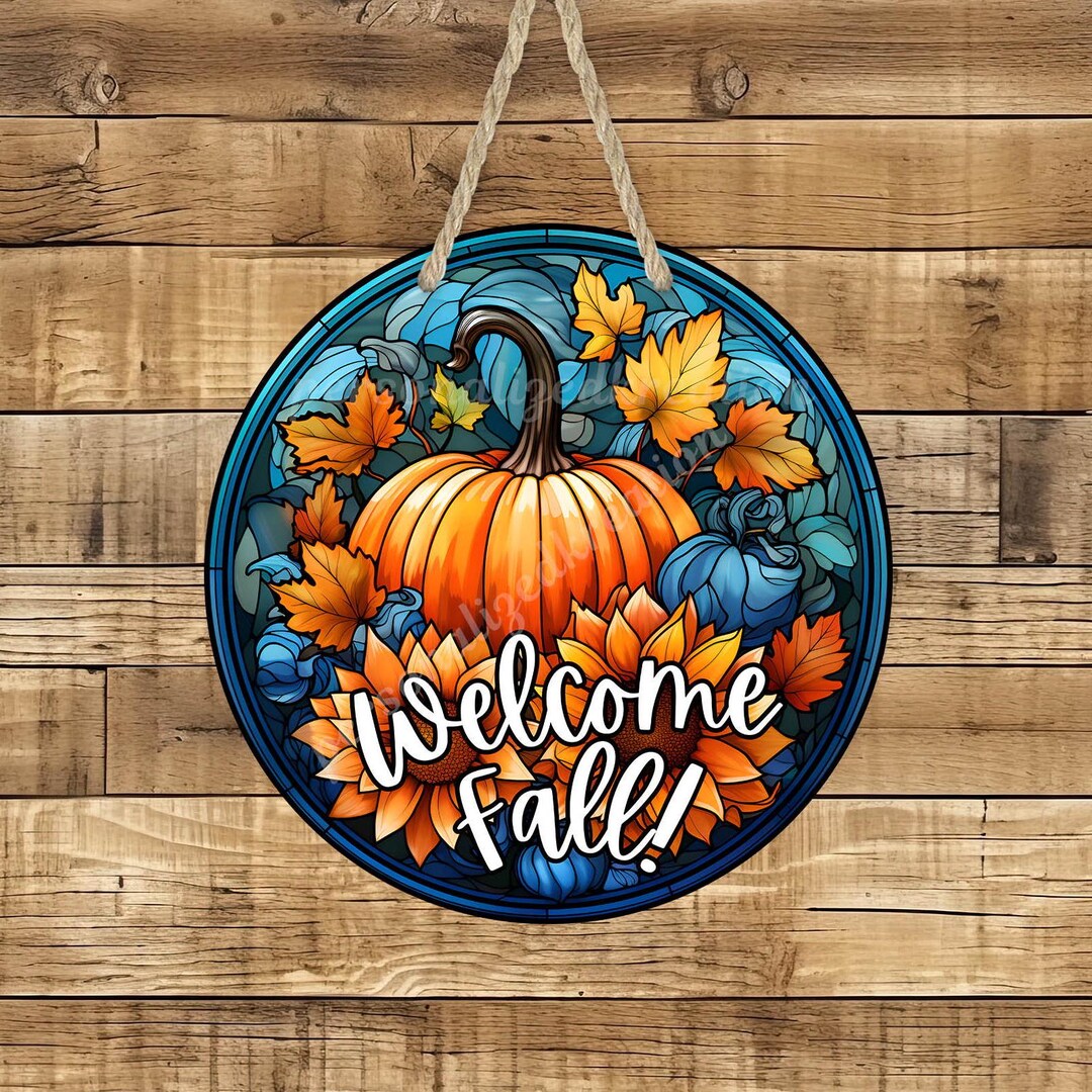 Welcome Fall Pumpkin Door Hanger, Autumn Home Décor, Rustic Fall ...