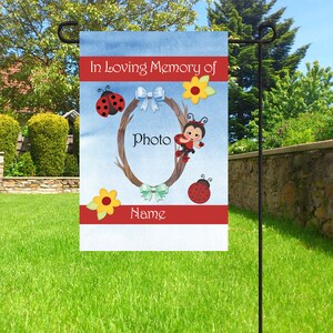In Memory of Child Ladybug Flag, Sympathy Flag, Memorial Flag, Photo ...