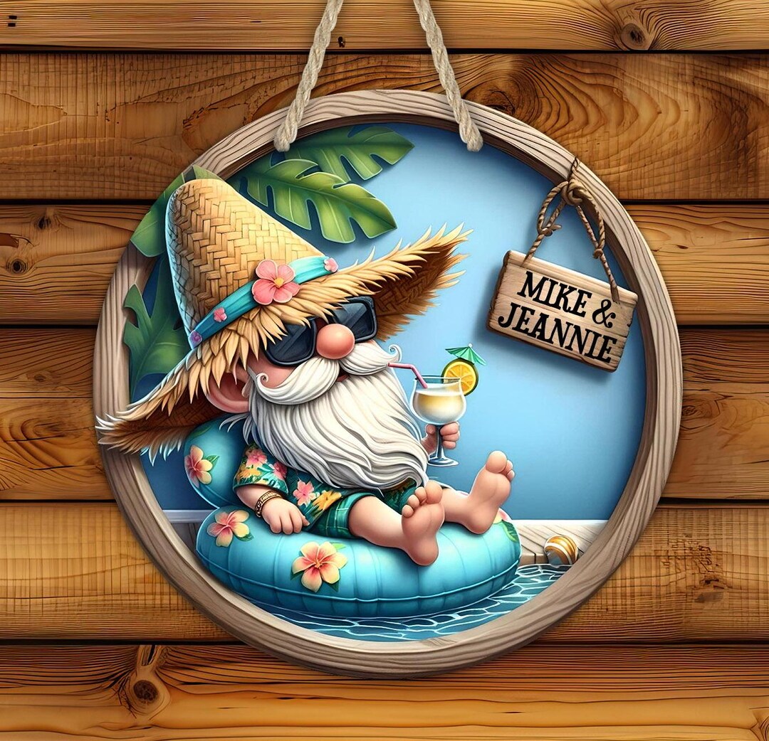 Personalized Summer Pool Sign, Gnome Pool Sign, Gnome 5 O'clock ...