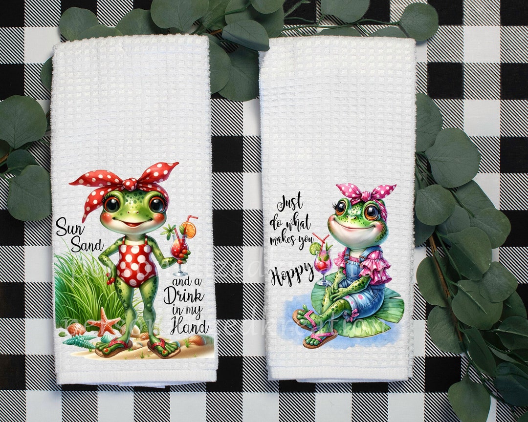 Cute Frog Kitchen Towel Set, Funny Frog Kitchen Decor, Funny Kitchen ...