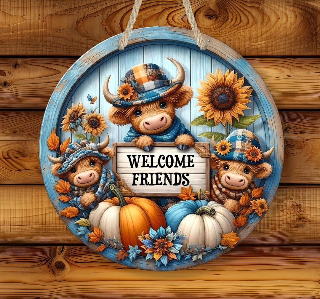 Personalized Highland Cow Fall Sign, Custom Fall Harvest Decor ...