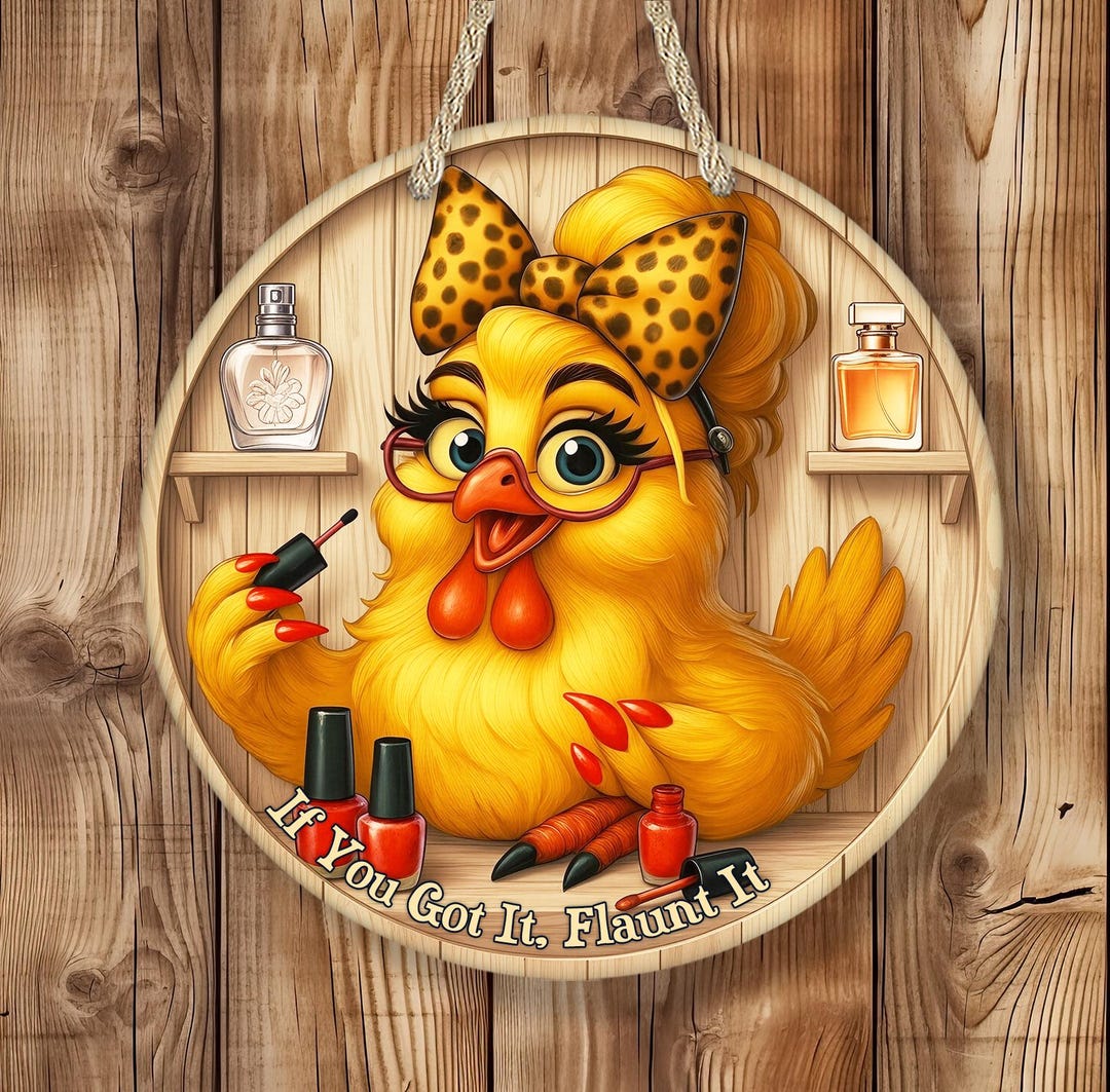 Glam Chicken Nail Salon Sign, Funny Farmhouse Bathroom or Vanity Decor ...