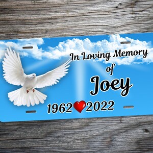 Custom Memorial License Plate, Personalized in Loving Memory Car Tag ...