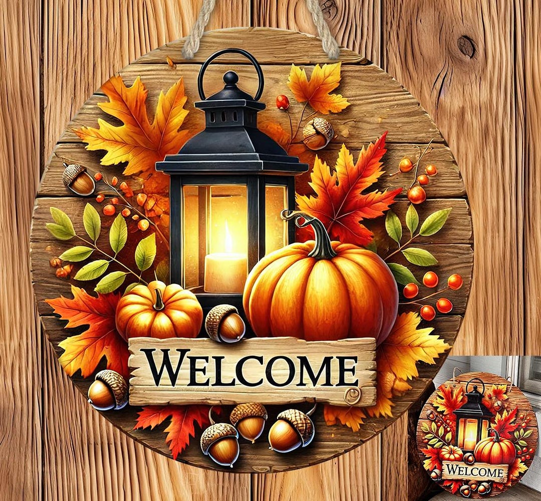Rustic Fall Welcome Sign, Cute Fall Sign, Fall Front Door Sign, Family ...