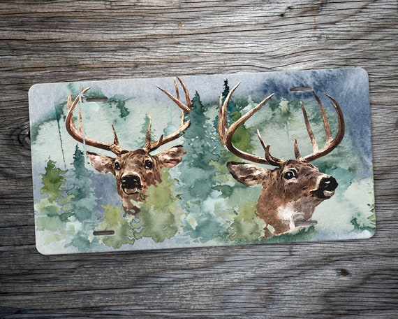 Deer Hunter License Plate Watercolor Deer License Hunting - Etsy