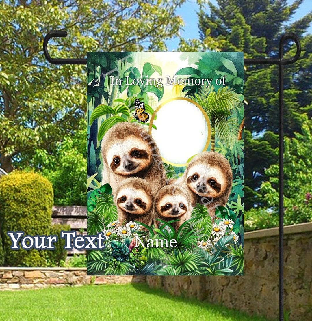 In Memory Sloth Photo Flag, Child Loss Memorial Flag, Cemetery ...