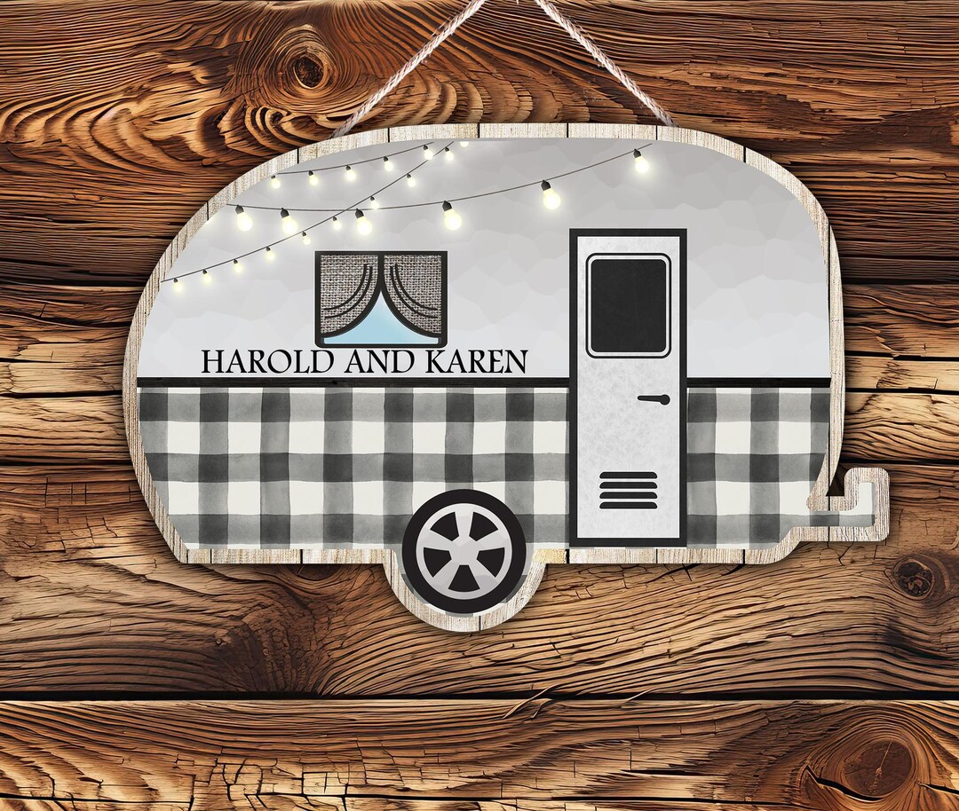 Personalized Rustic Camper Door Sign, Custom Family Name Plaque, Camper ...