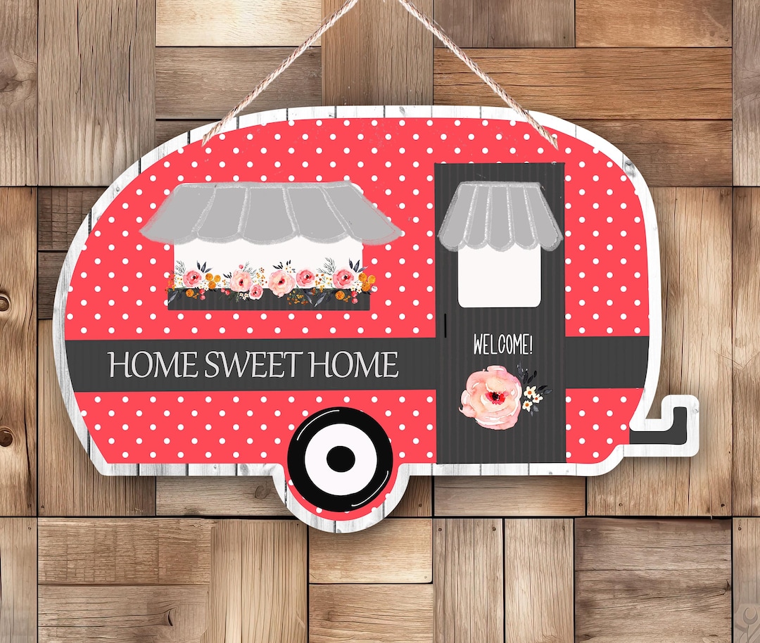 Customizable Polka Dot Camper Door Sign – Personalized Family Home ...