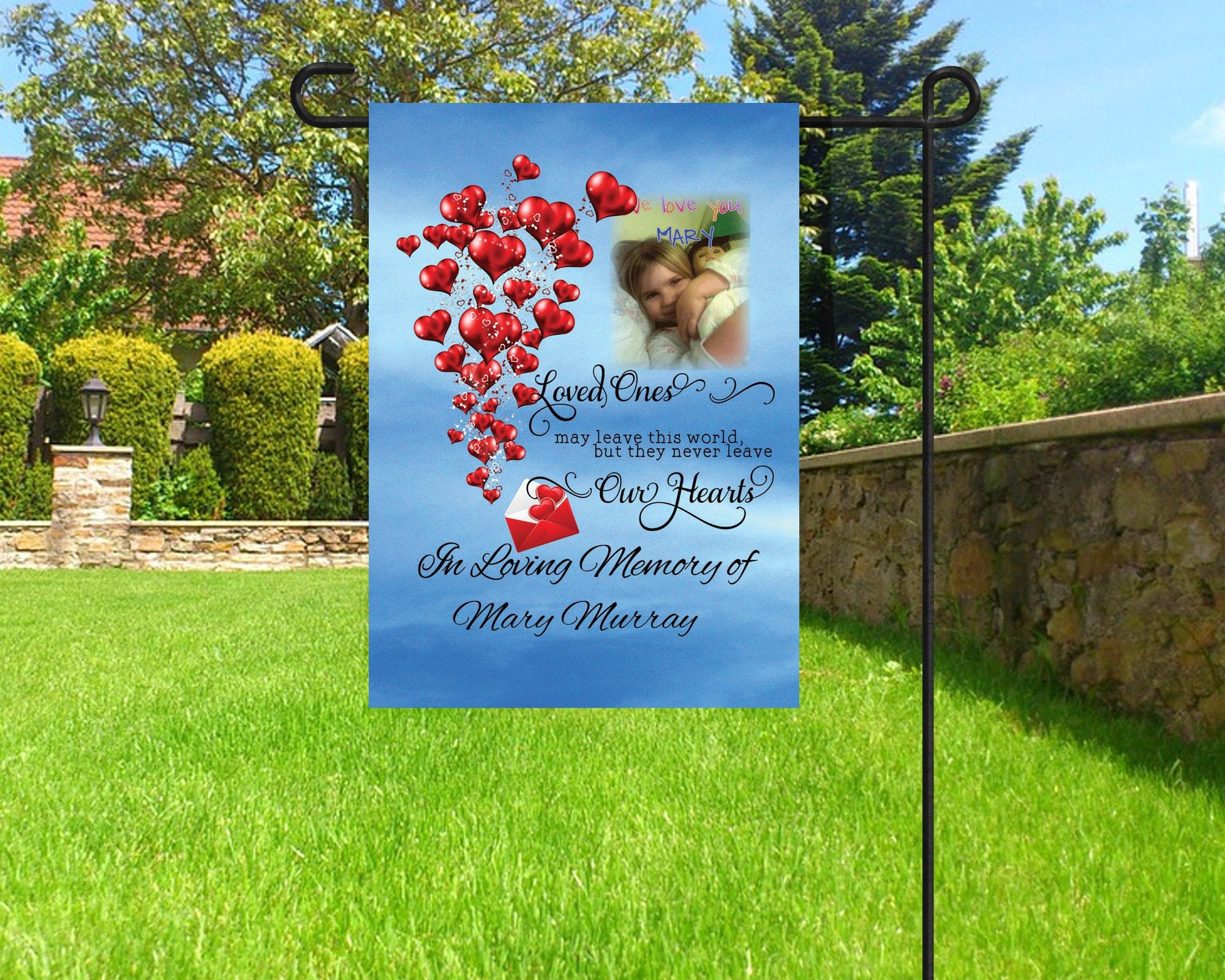 Memorial Personalized Valentines Flag in Memory Flag | Etsy