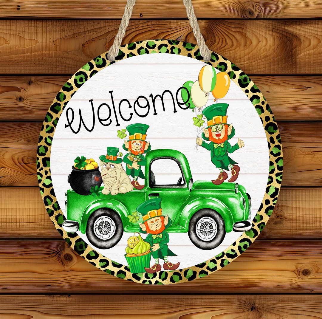 St Patricks Day Welcome Sign - Irish Leprechaun Door Decor - St ...