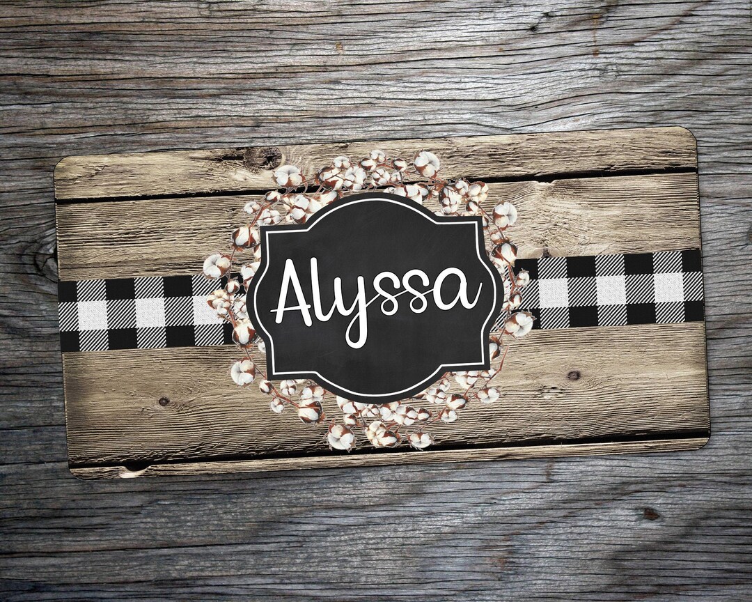 Personalized Rustic License Plate, Personalized Buffalo Plaid License ...