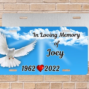 Custom Memorial License Plate, Personalized in Loving Memory Car Tag ...