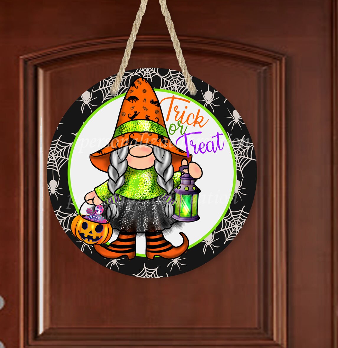 Halloween Gnome Front Door Hanger Trick or Treat Door Sign | Etsy