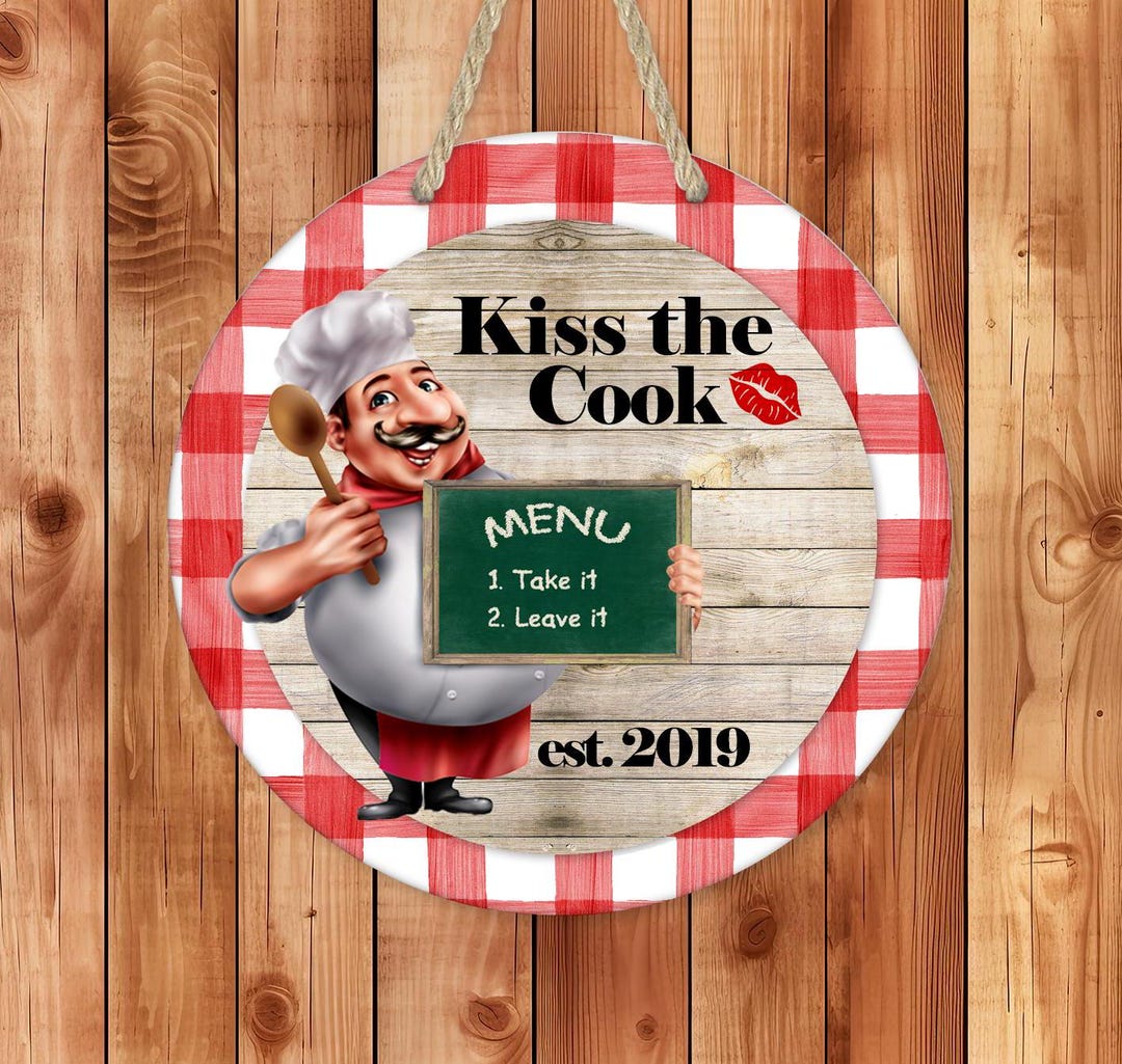 Personalized Chef Kitchen Sign, Custom Bistro Wall Hanging, Rustic Cafe ...