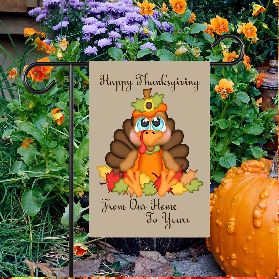 Festive Thanksgiving Garden Flag - Turkey Design - Happy Thanksgiving ...