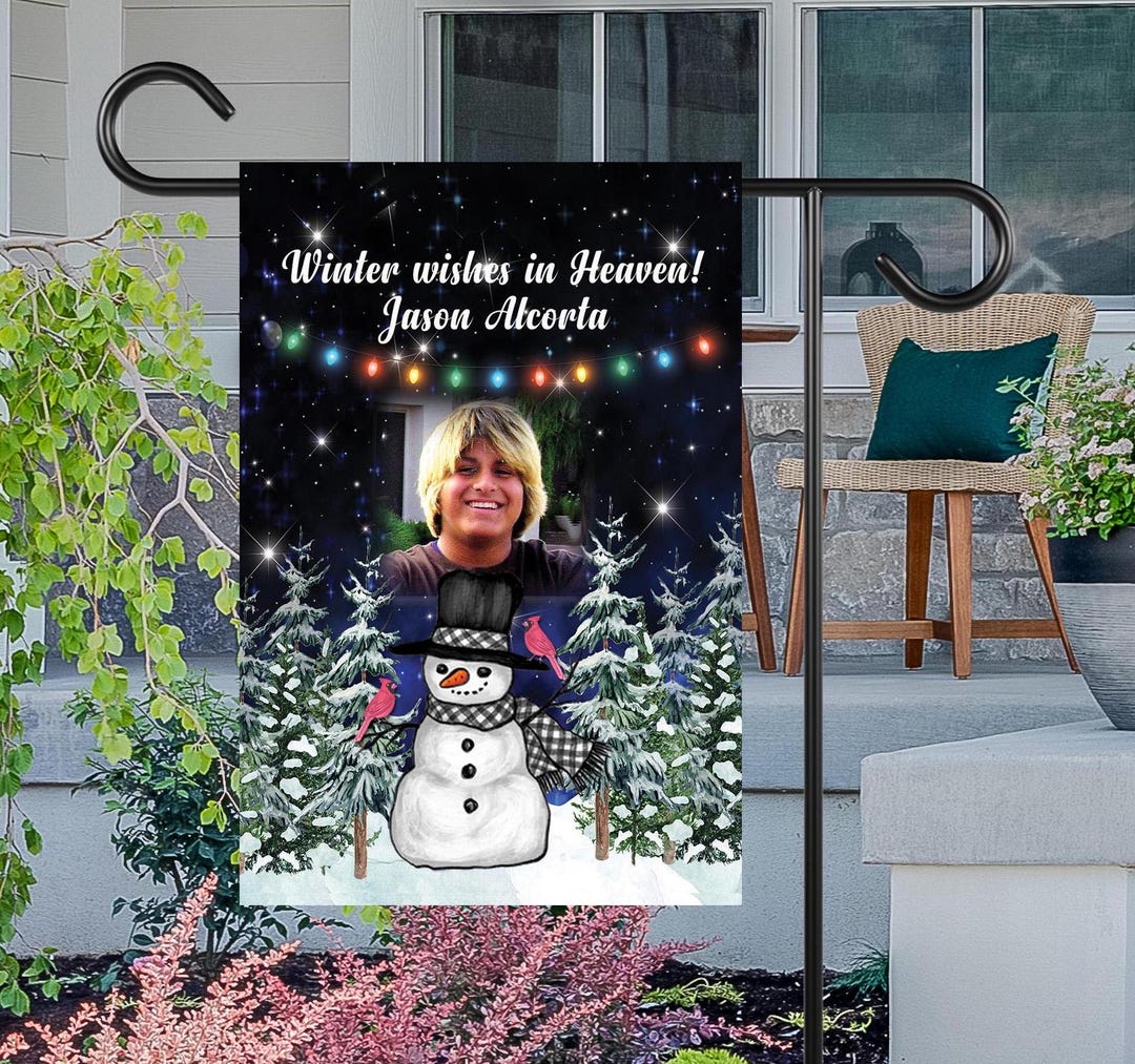 Christmas Memorial Personalized Flag, Snowman in Loving Memory Flag ...