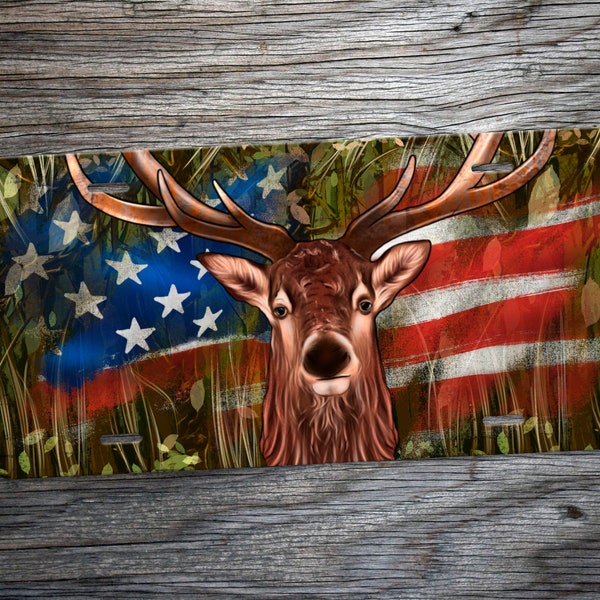 American Flag and Deer License Plate - Etsy