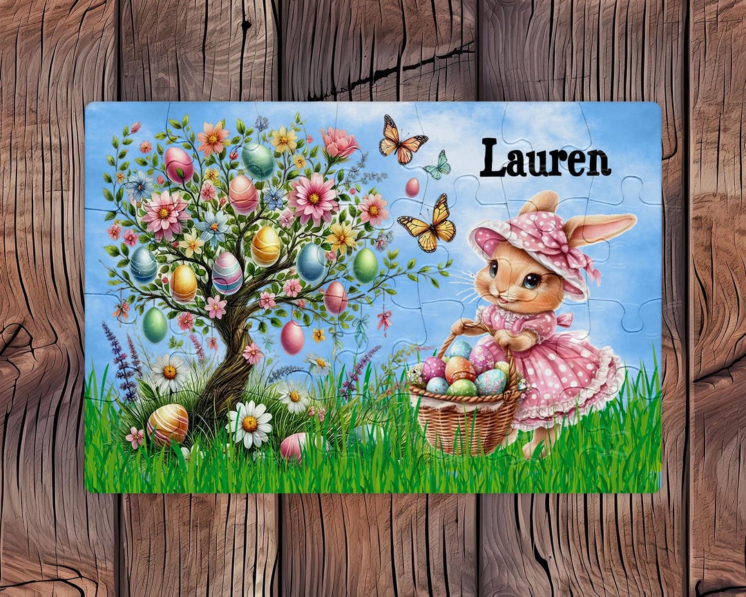 Personalized Easter Bunny Puzzle - Custom Name Kids Puzzle - Easter Egg ...