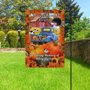 In Loving Memory Personalized Fall Flag, Remembrance Fall Photo Flag ...