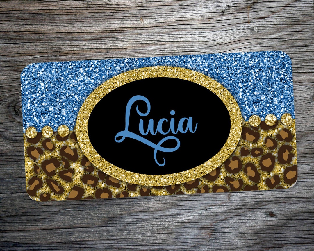 Leopard Print Name License Plate, Personalized Leopard Front License ...