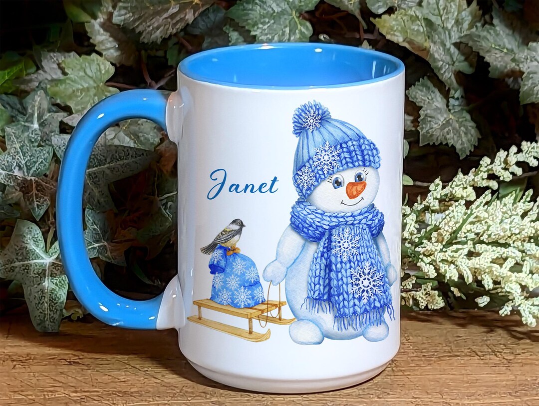Winter Snowman Mug, Christmas Snowman Mug, Personalized Holiday Mug ...