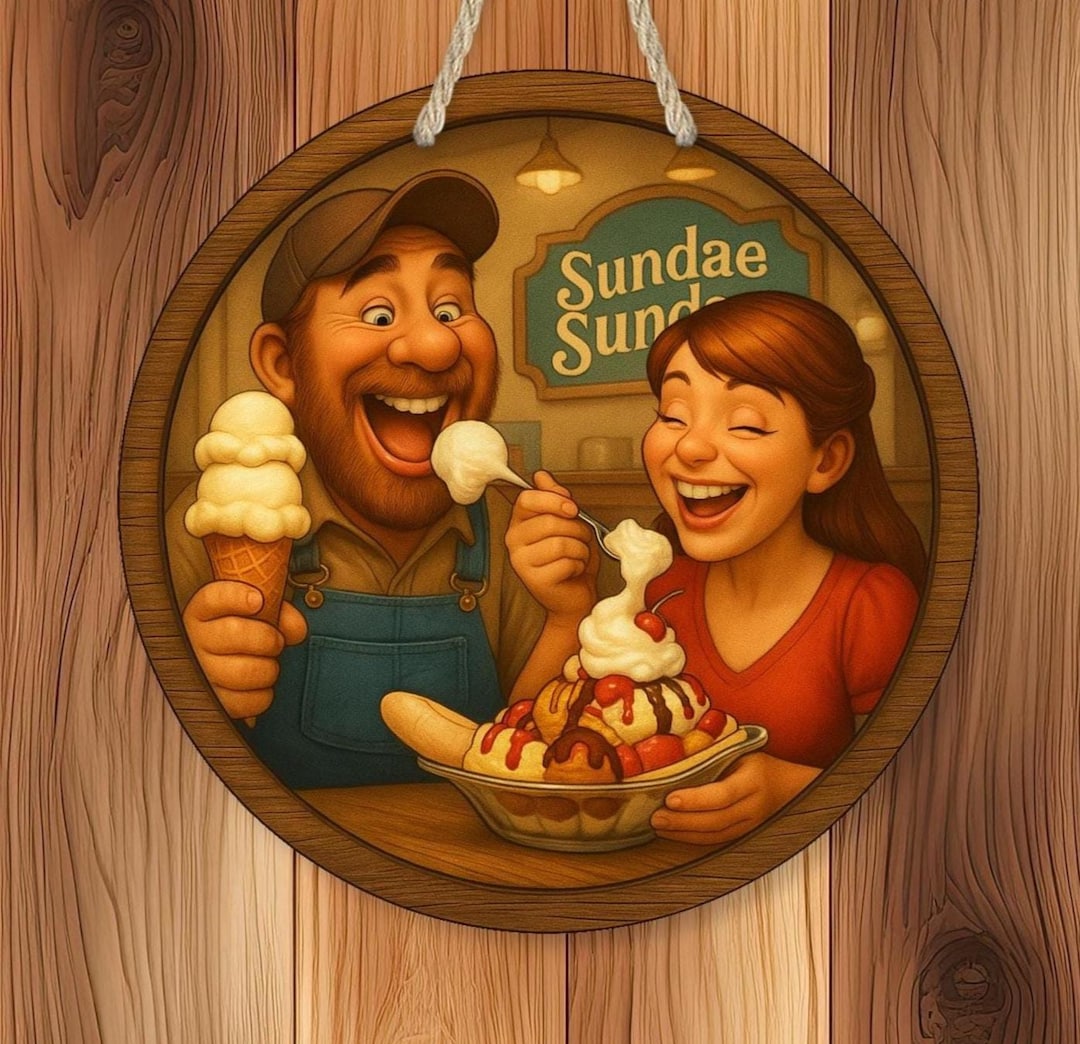 Ice Cream Parlor Sign – Sundae Sunday Funny Kitchen Decor, Rustic ...