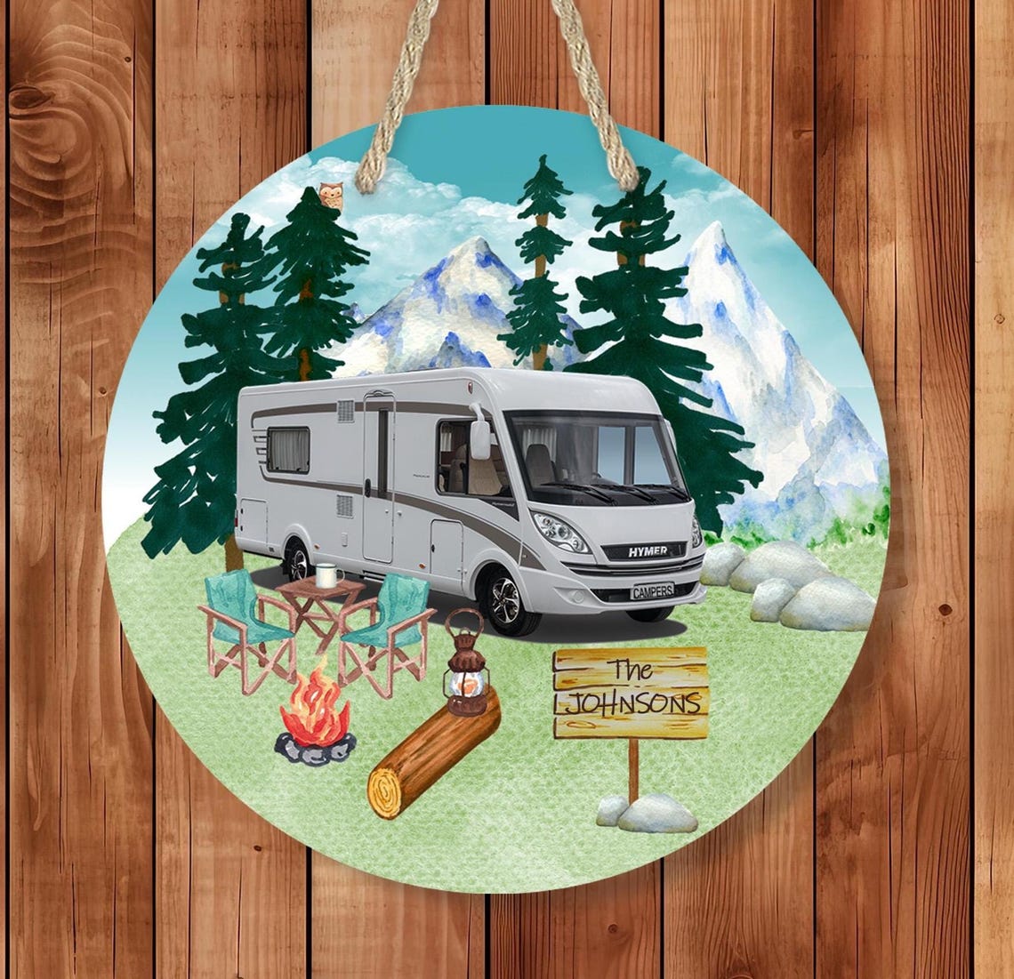 Personalized Forest Camping Sign – Custom Family Name, Vintage Camper ...