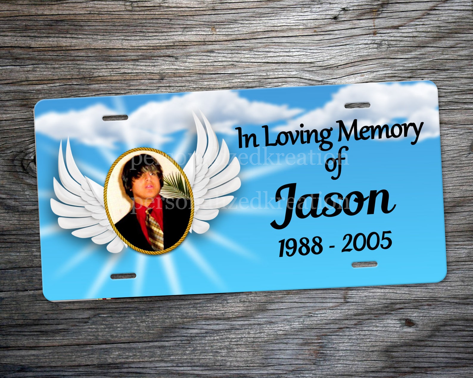 Memorial Personalized Photo License Plate in Memory License - Etsy