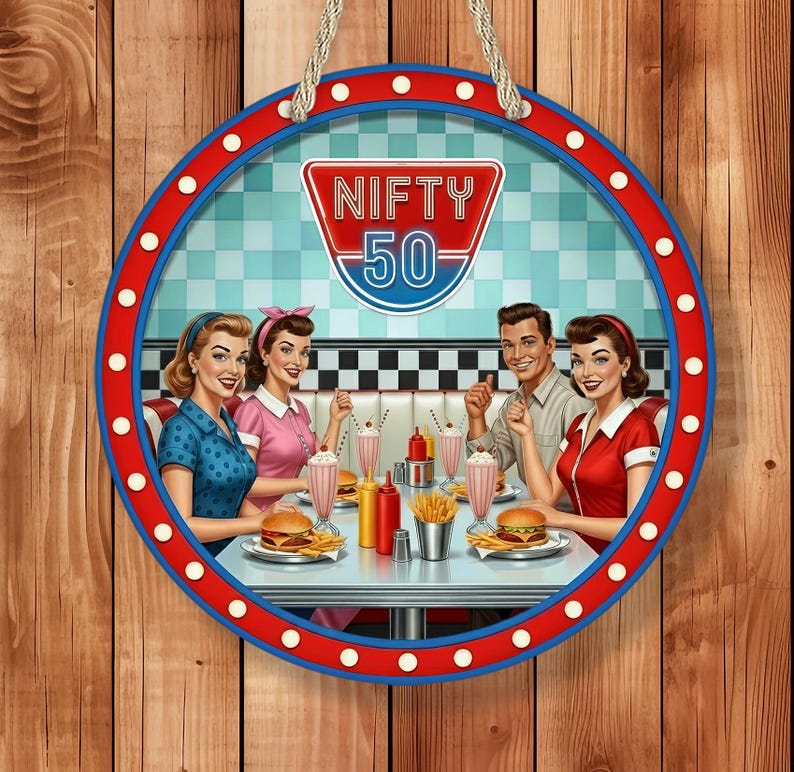 1950s Diner Sign, Personalized Retro 1950s Wall Art, Vintage Rock ...