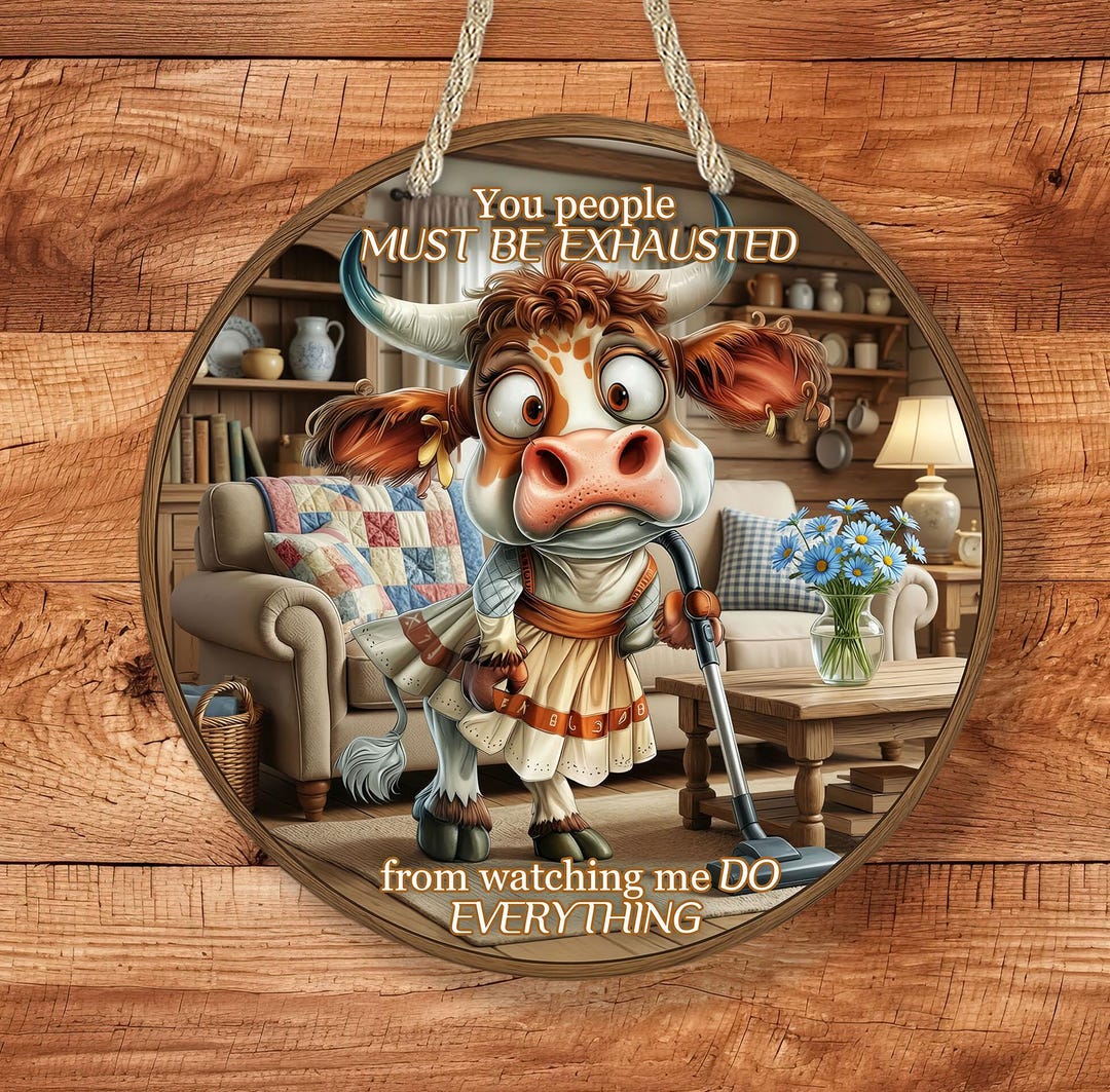 Funny Cow Farmhouse Decor, You People Must Be Exhausted Sign, Sarcastic ...