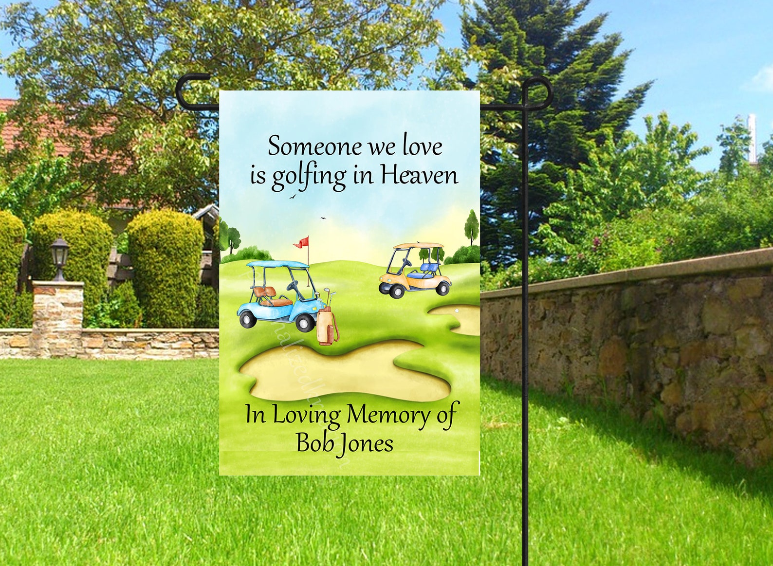 Personalized in Memory Flag Cemetery Decoration Golfing in | Etsy