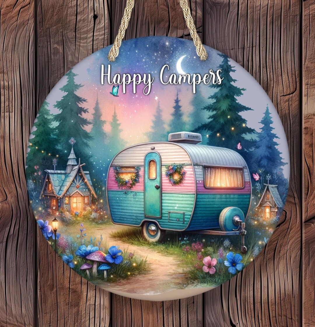 Personalized Fairyland Camper Sign – Retro Trailer Night Scene ...