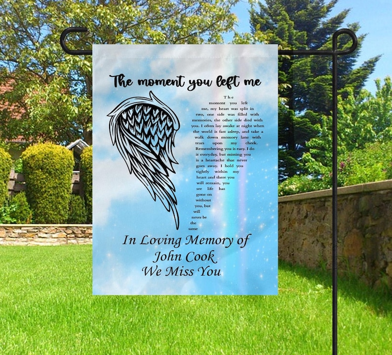 Personalized in Memory Garden Flag, Angel Wing Memorial Flag, Cemetery ...