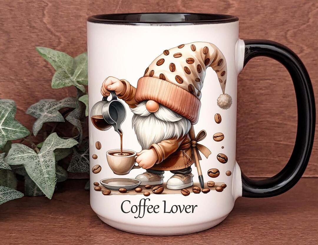 Personalized Coffee Gnome Mug, Custom Name Coffee Lover Gift, Cute ...